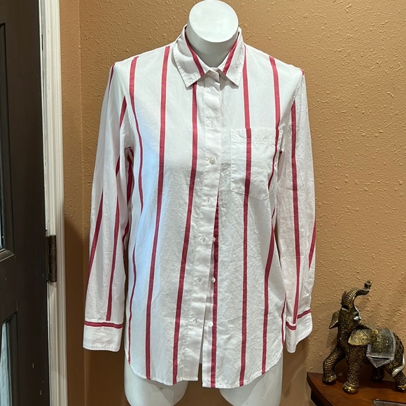 H&M | Shirts | Hm Mens White And Red Striped Button Up Shirt | Poshmark